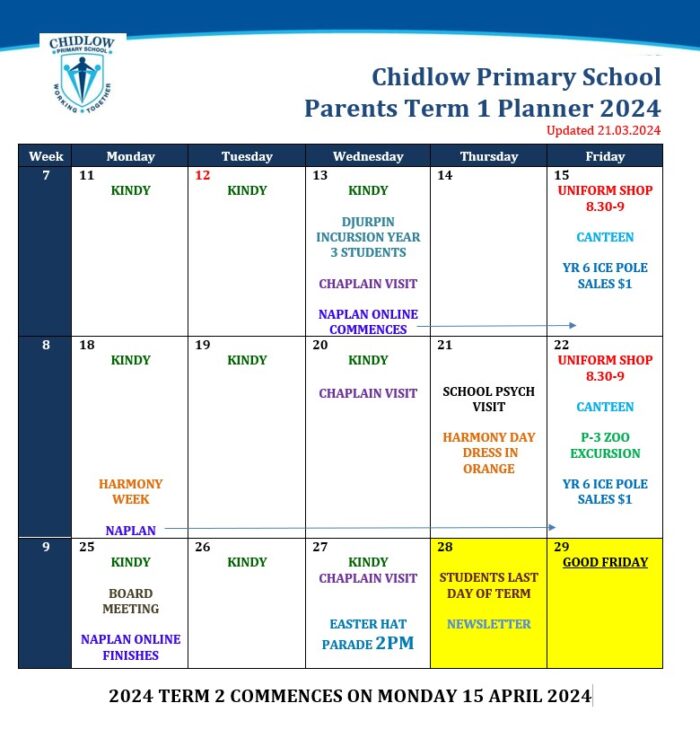 Term Planner - Chidlow Primary School