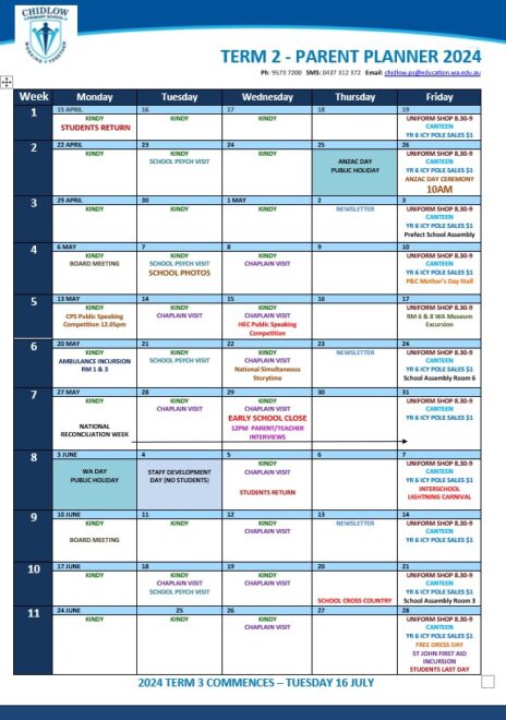 Term Planner - Chidlow Primary School